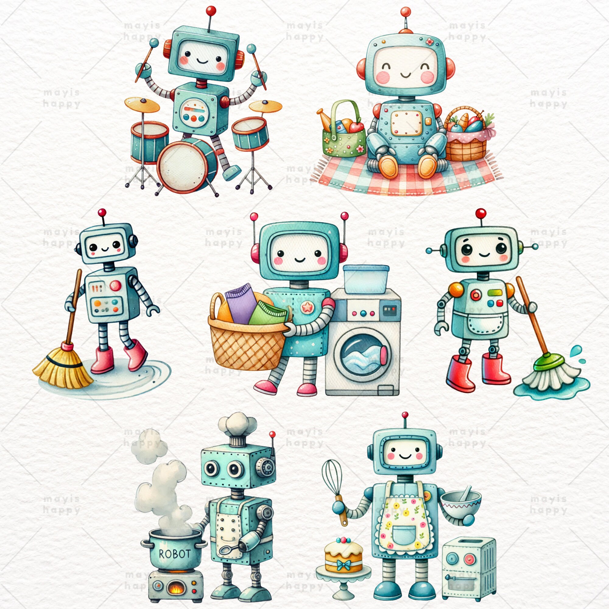 Cute Robot, Robot PNG, Robot Clipart, Robot Boy, Gift for Kids ...