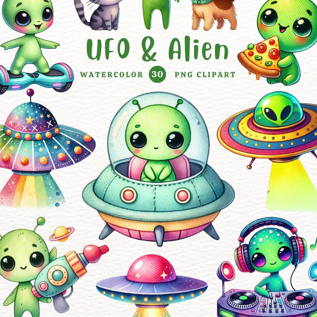 UFO Clipart, Alien PNG, Planet Theme, Galaxy, Outer Space, Clipart, DIY ...
