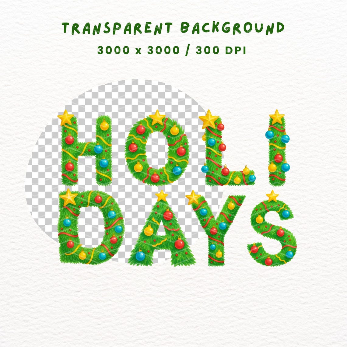 Christmas Tree Alphabet Clipart: Festive Watercolor Letter PNG - Etsy