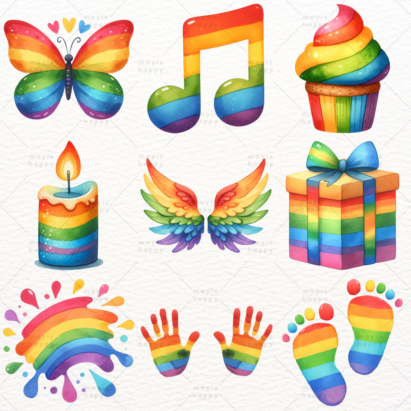 Pride Month Watercolor Clipart: Rainbow LGBTQ+ PNG (digital Download) - Etsy