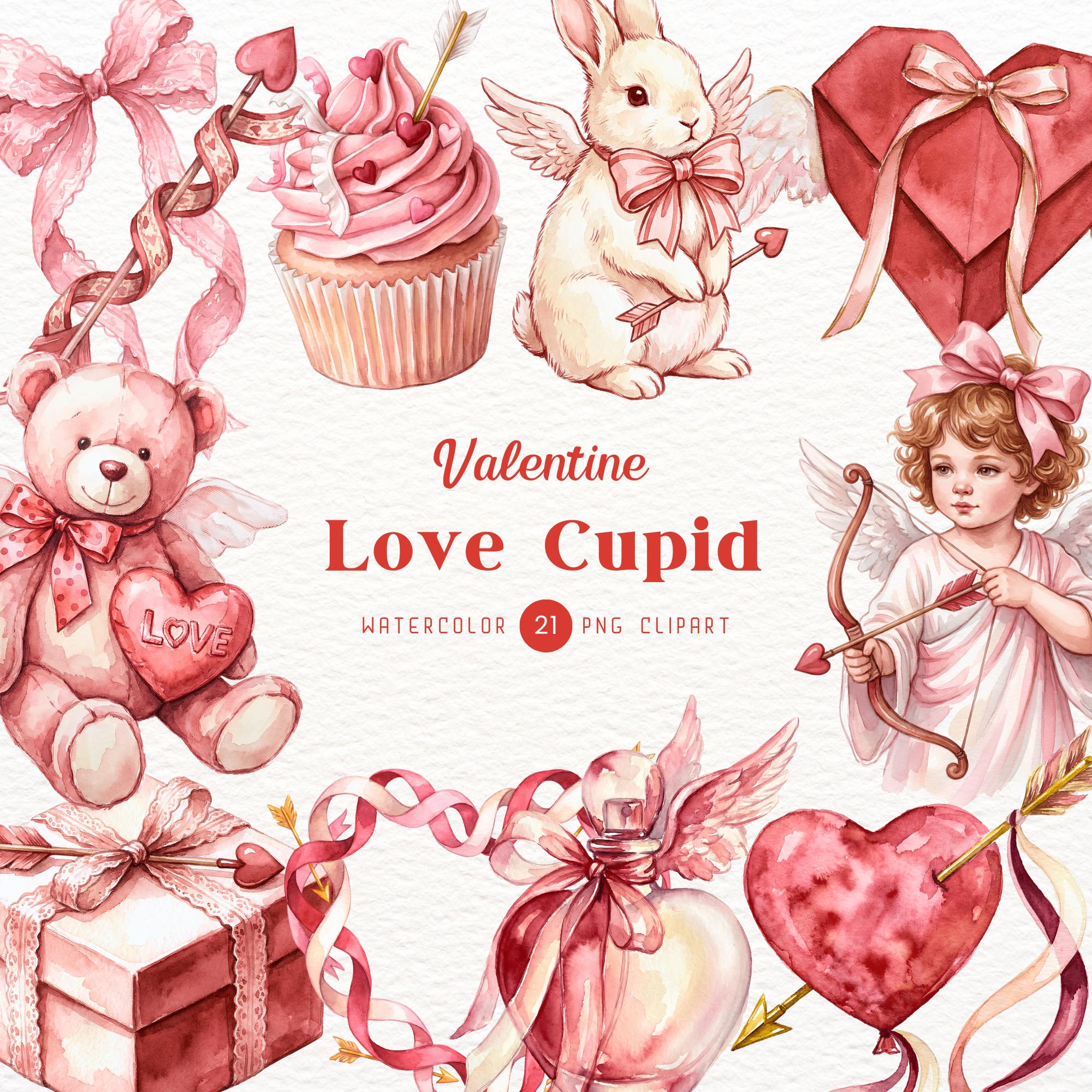 Valentine Love Cupid Clipart: Watercolor Vintage Romantic PNG - Etsy