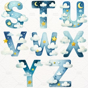 Blue Sky Alphabet, Blue Alphabet, Cloud Alphabet, Cloud Clipart ...