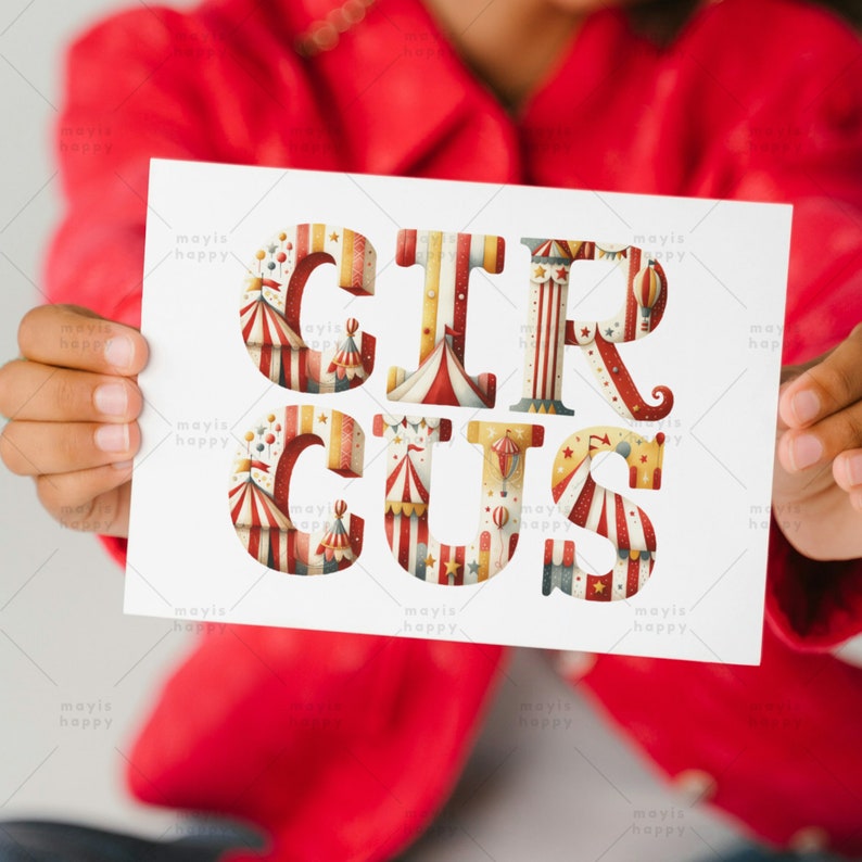 Circus Alphabet Clipart: Watercolor Doodle Font (PNG Digital Download ...