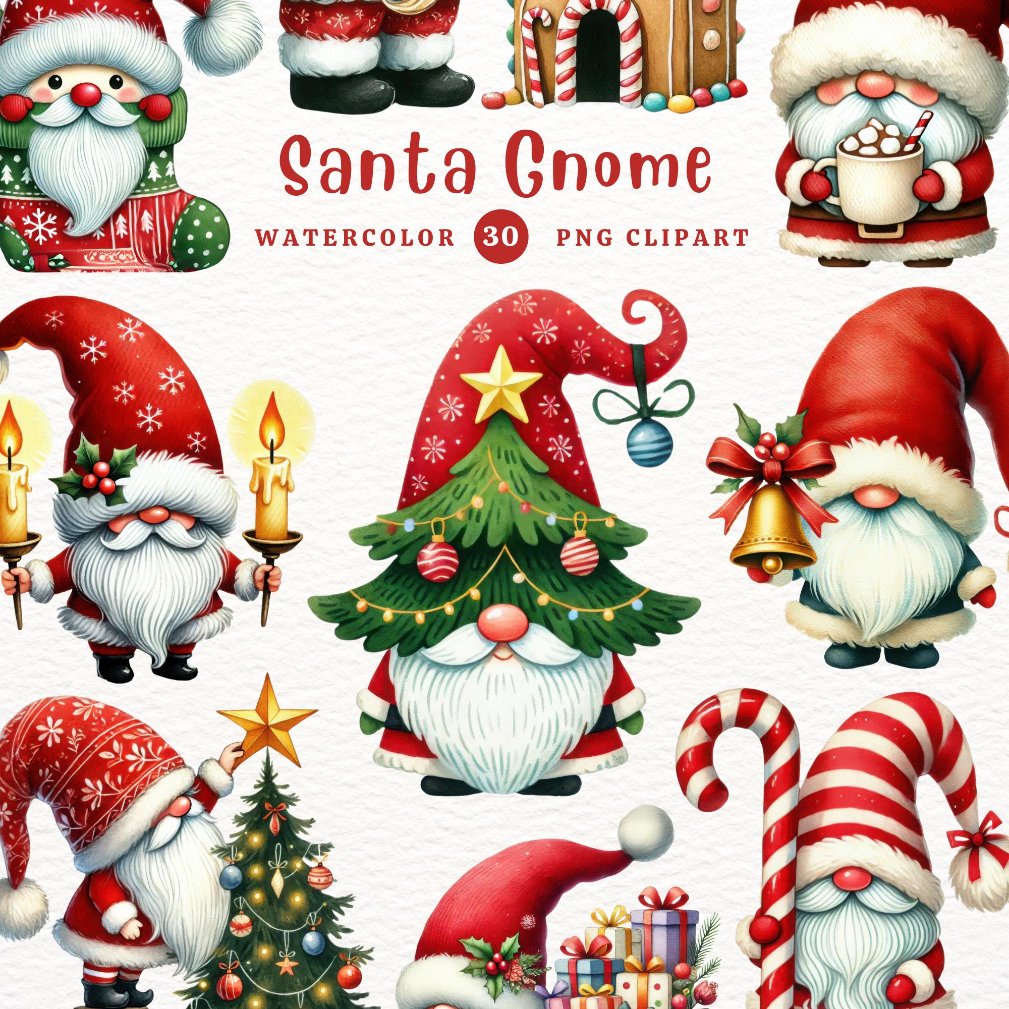 Santa Gnome Watercolor Clipart: 30 Pngs, Christmas DIY - Etsy