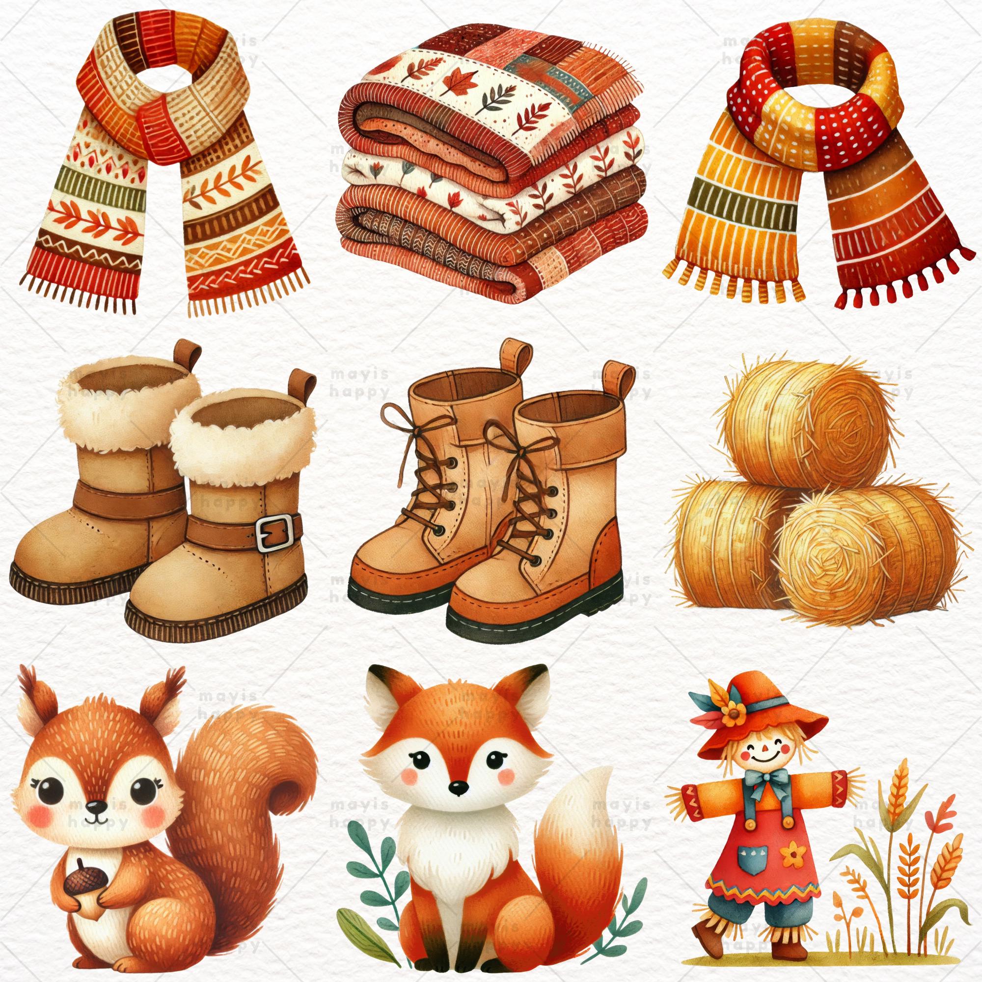 Autumn Elements Clipart, Autumn PNG, Autumn Decorations, Cute Autumn ...