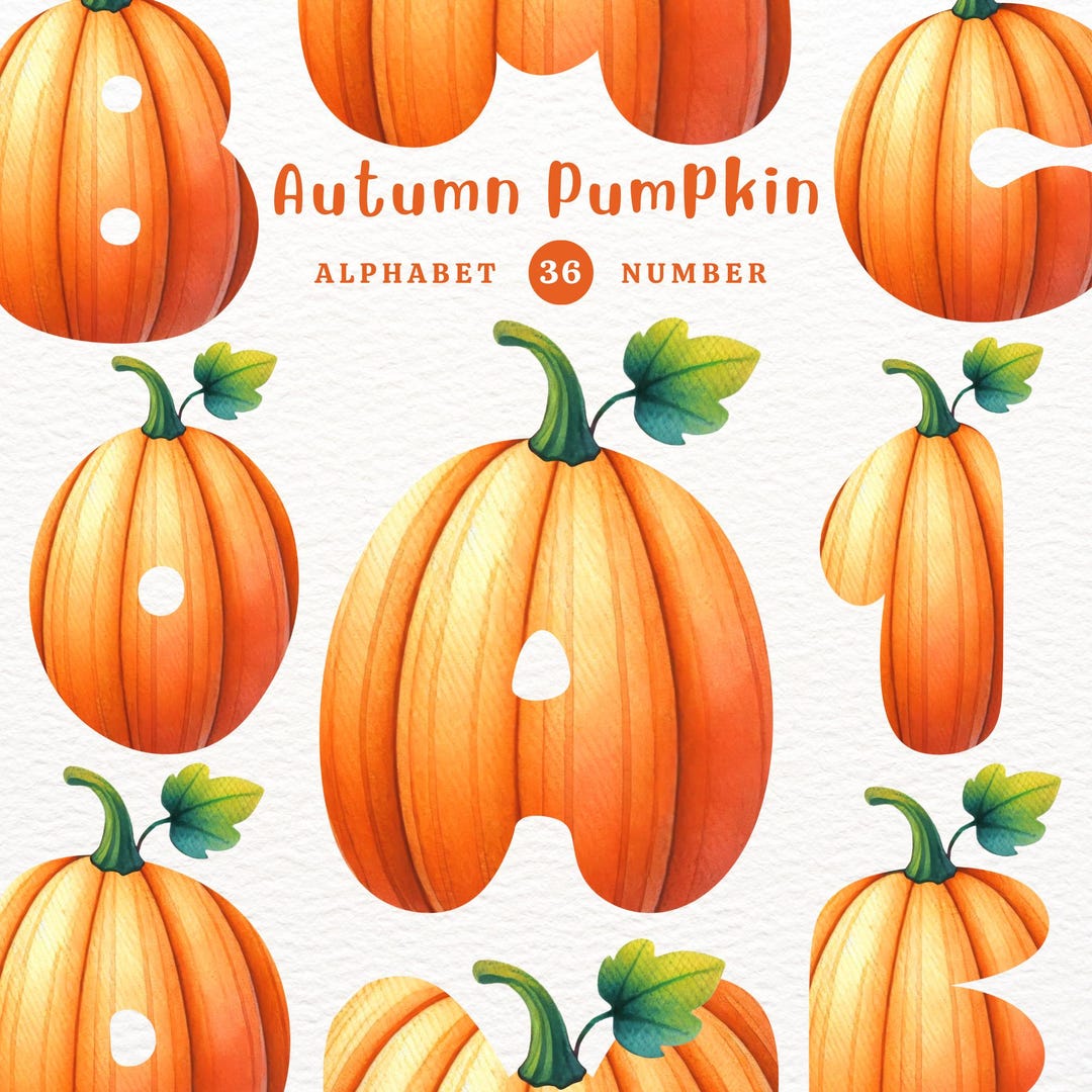 Autumn Pumpkin Alphabet, Autumn Alphabet, Pumpkin Clipart, Alphabet ...