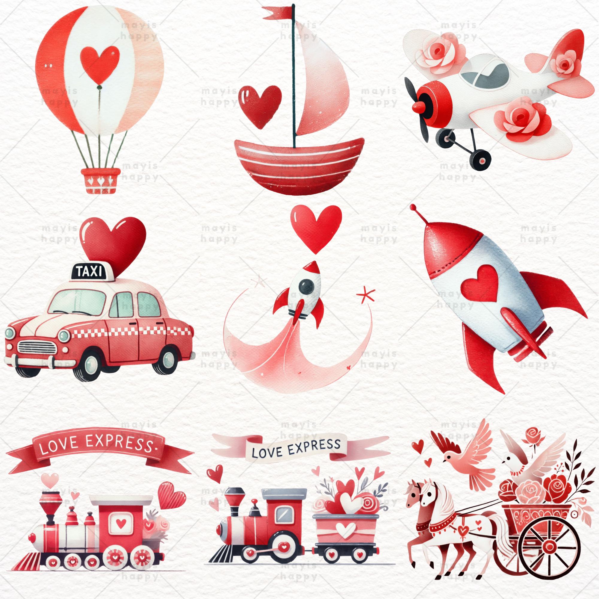 Valentine Vehicle, Vehicle Clipart, Valentine's Day, Valentine PNG, DIY ...