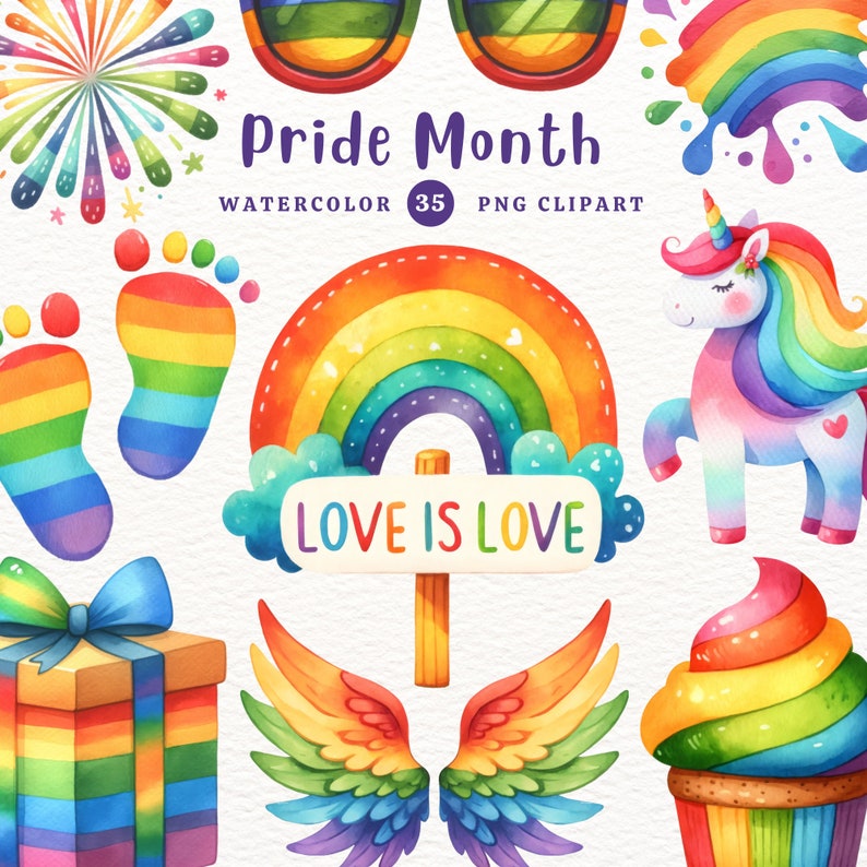 Pride Month, Pride Clipart, LGBTQ, Pride Rainbow, Pride Accessories ...