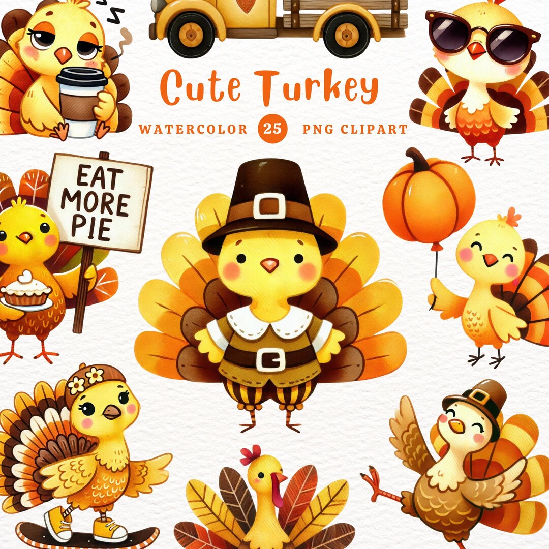 Cute Turkey PNG, Fall PNG, Autumn Clipart, Thanksgiving Day, Cozy Warm ...