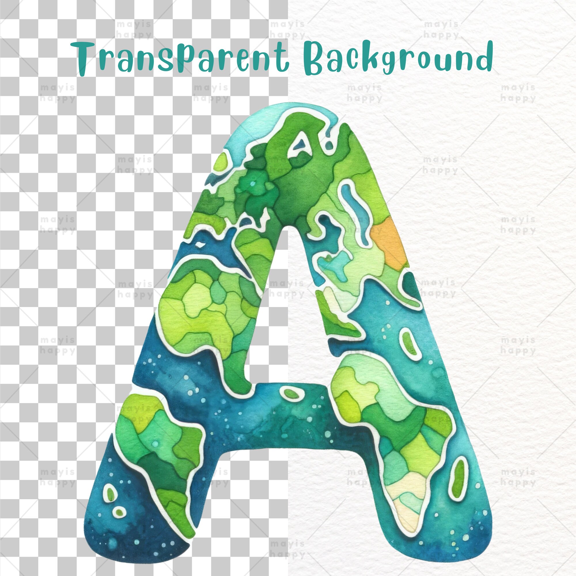 Earth Map Alphabet, Earth Clipart, Planet PNG, Earth Pattern, Alphabet ...