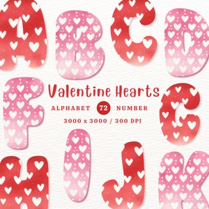 Valentine Heart Alphabet, Heart Alphabet Clipart, Valentine Clipart ...