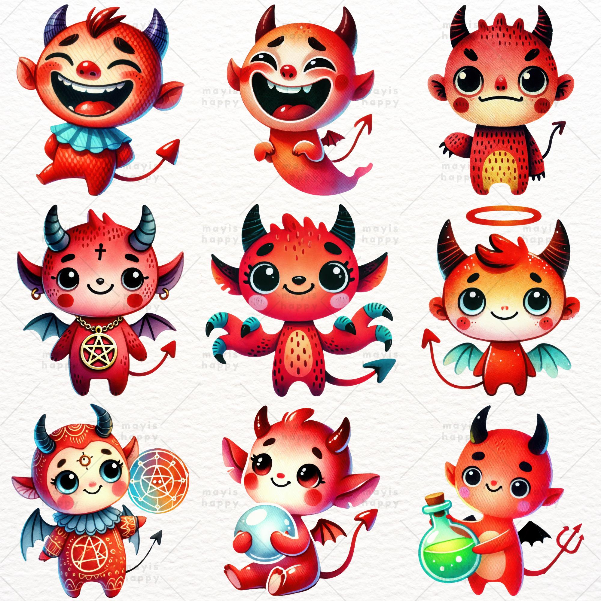 Cute Devil Clipart, Devil PNG, Spooky Devil, Halloween Clipart, DIY ...