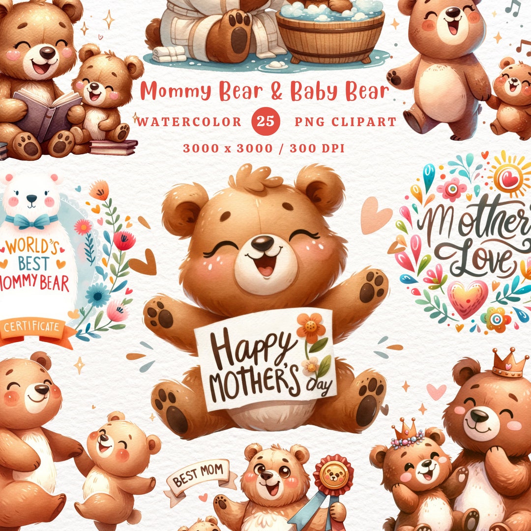 Mommy Bear, Baby Bear, Mother’s Day, Mama PNG, Bear PNG, Gift for Mom ...