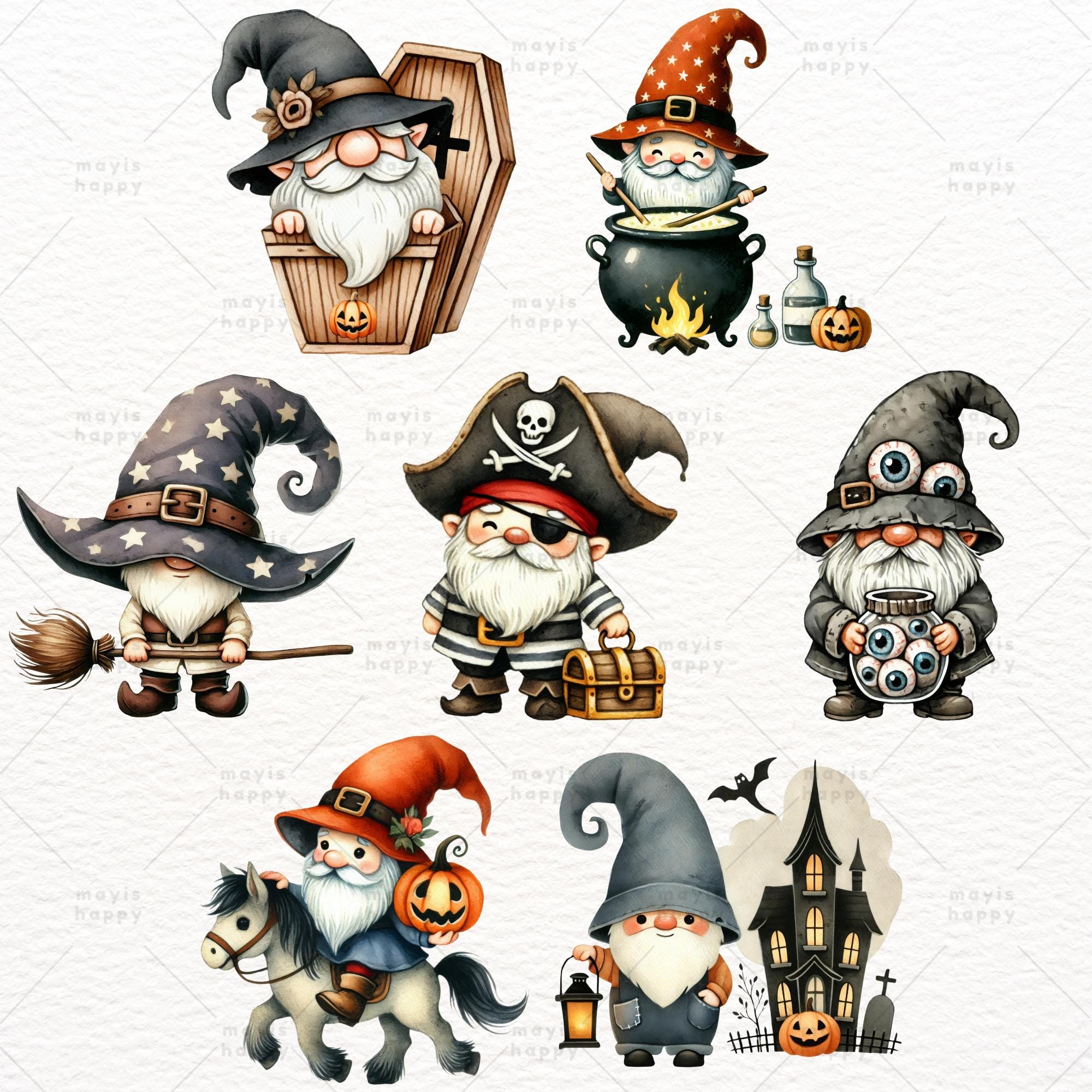 Halloween Gnome Watercolor Clipart: Spooky DIY Designs (PNG, PDF) - Etsy