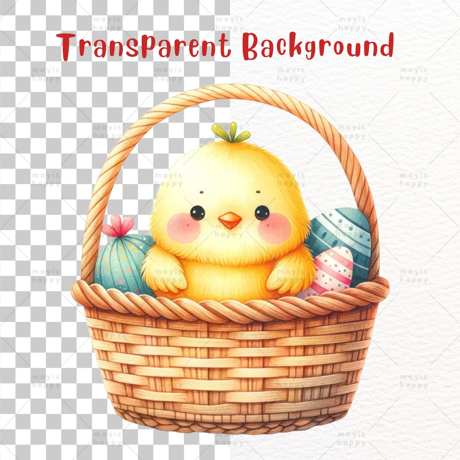 Easter Chubby Chick Clipart: Watercolor PNG Bundle (25 Files) - Etsy