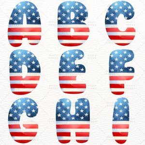 American Flag Alphabet, American Flag, Independence Day, 4th of July ...