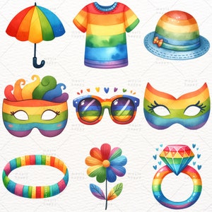 Pride Month Watercolor Clipart: Rainbow LGBTQ+ PNG (digital Download ...