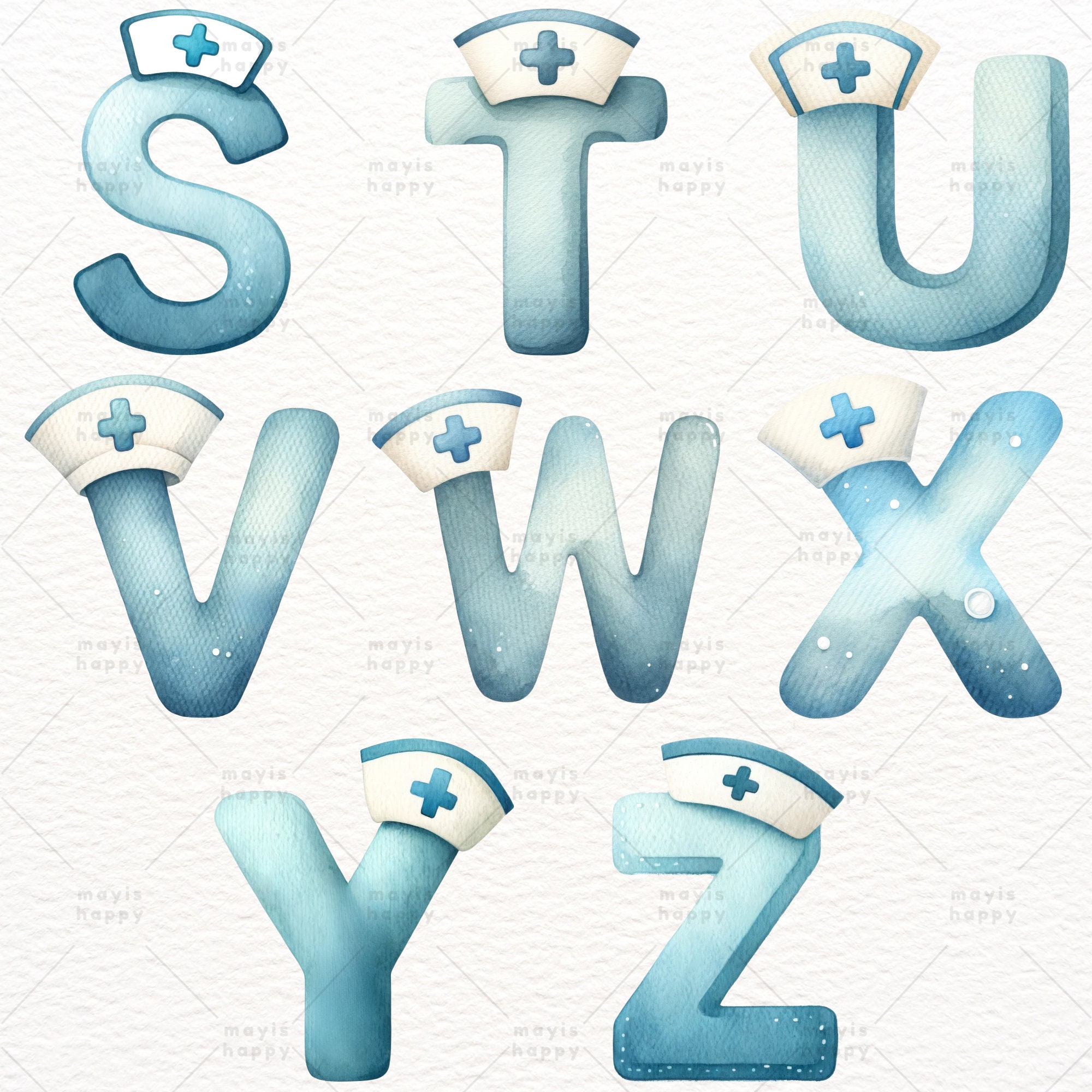 Nurse Day Watercolor Alphabet Clipart: A-Z PNG (digital Download) - Etsy