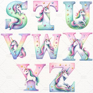 Pastel Unicorn Alphabet, Unicorn Clipart, Unicorn PNG, Kid Craft ...