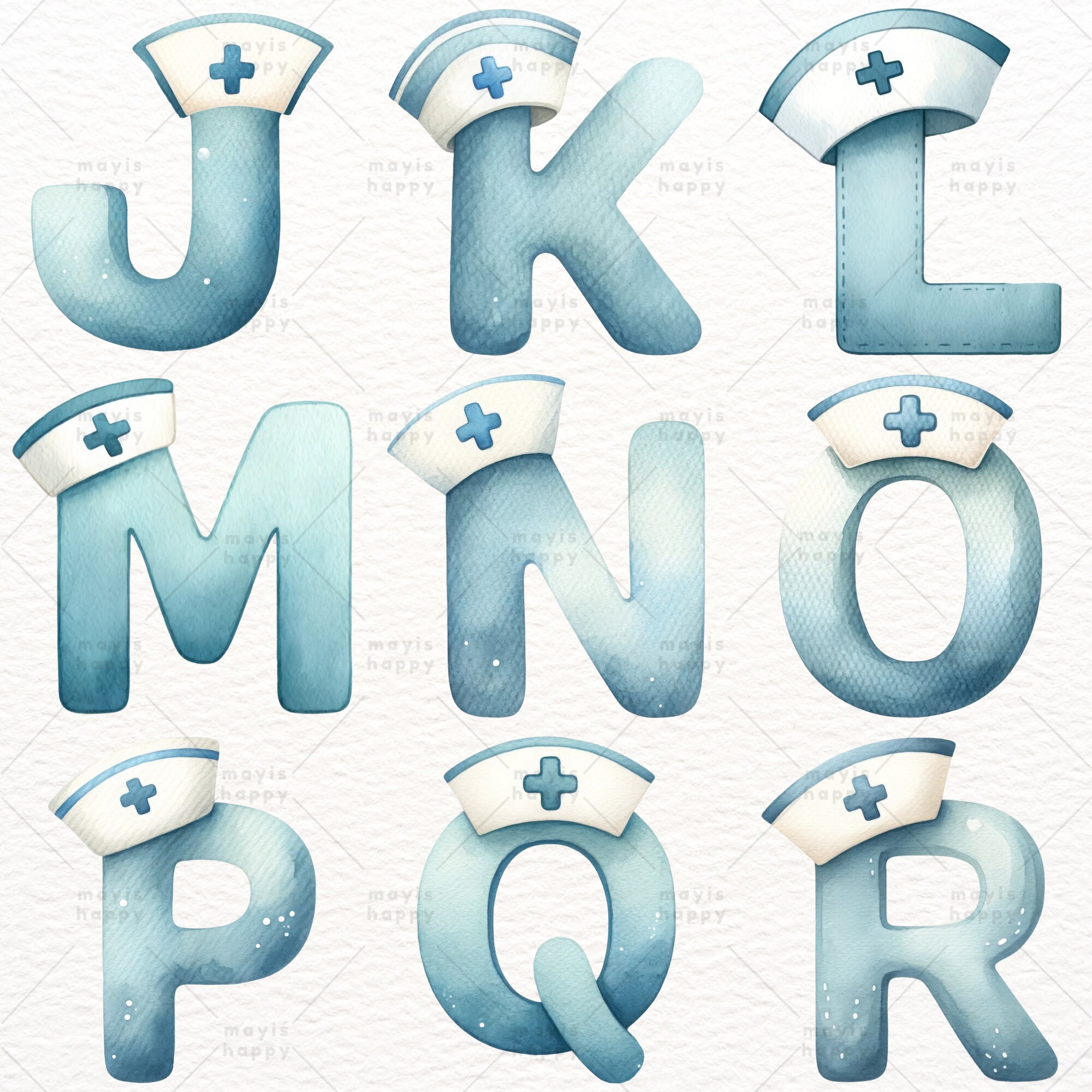 Nurse Day Watercolor Alphabet Clipart: A-Z PNG (digital Download) - Etsy
