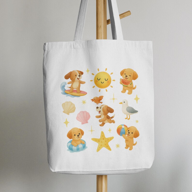 Summer Dog Clipart Set: Watercolor Kawaii Puppy Designs (PNG File, 300 ...