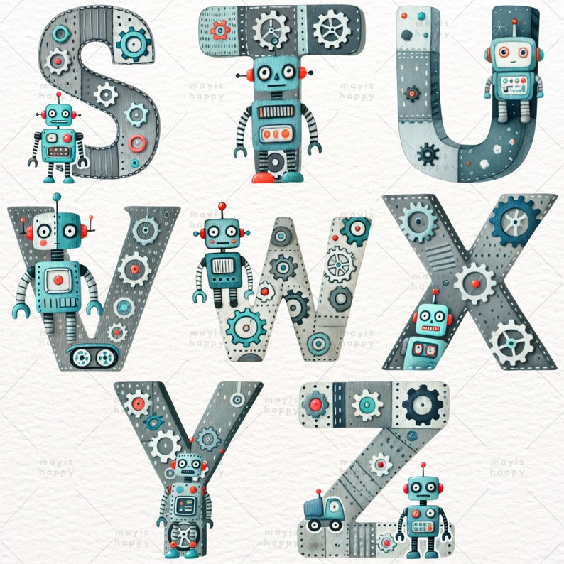 Robot Alphabet, Cute Robot, Robot Clipart, Robot PNG, Alphabet Clipart ...
