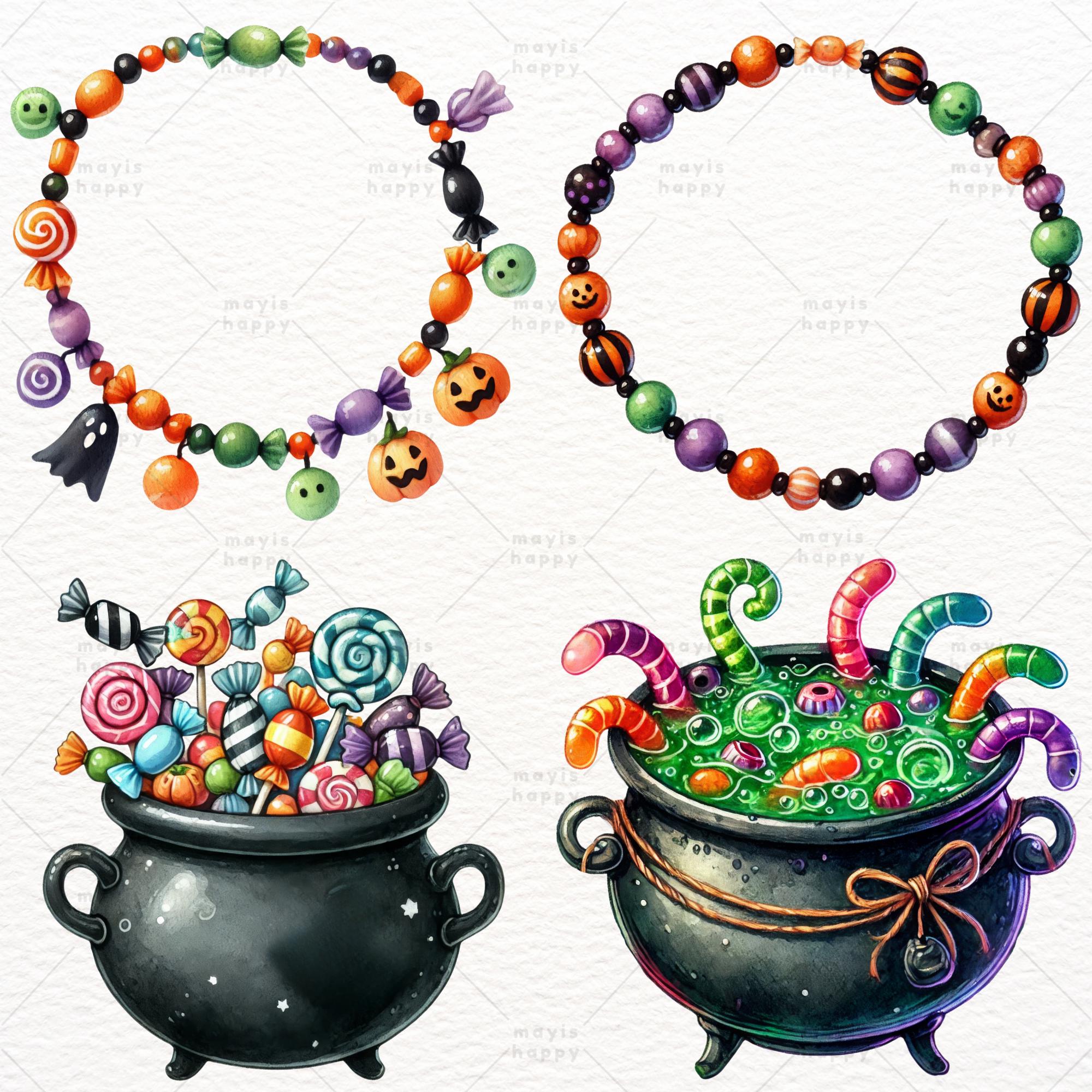 Halloween Treats Clipart: Spooky Watercolor Pngs (digital Download) - Etsy