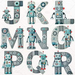 Robot Alphabet, Cute Robot, Robot Clipart, Robot PNG, Alphabet Clipart ...