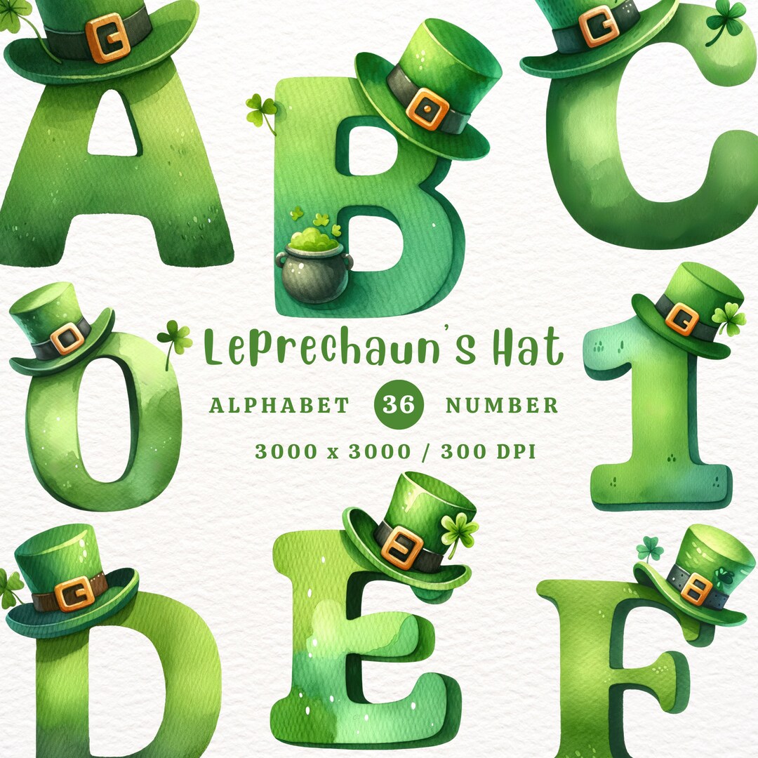 St. Patrick's Day Alphabet, St. Patrick's Day Clipart, St. Patrick's ...