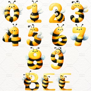 Cute Bee Alphabet, Bee Clipart, Bee PNG, Bee Alphabet, Kid Craft ...