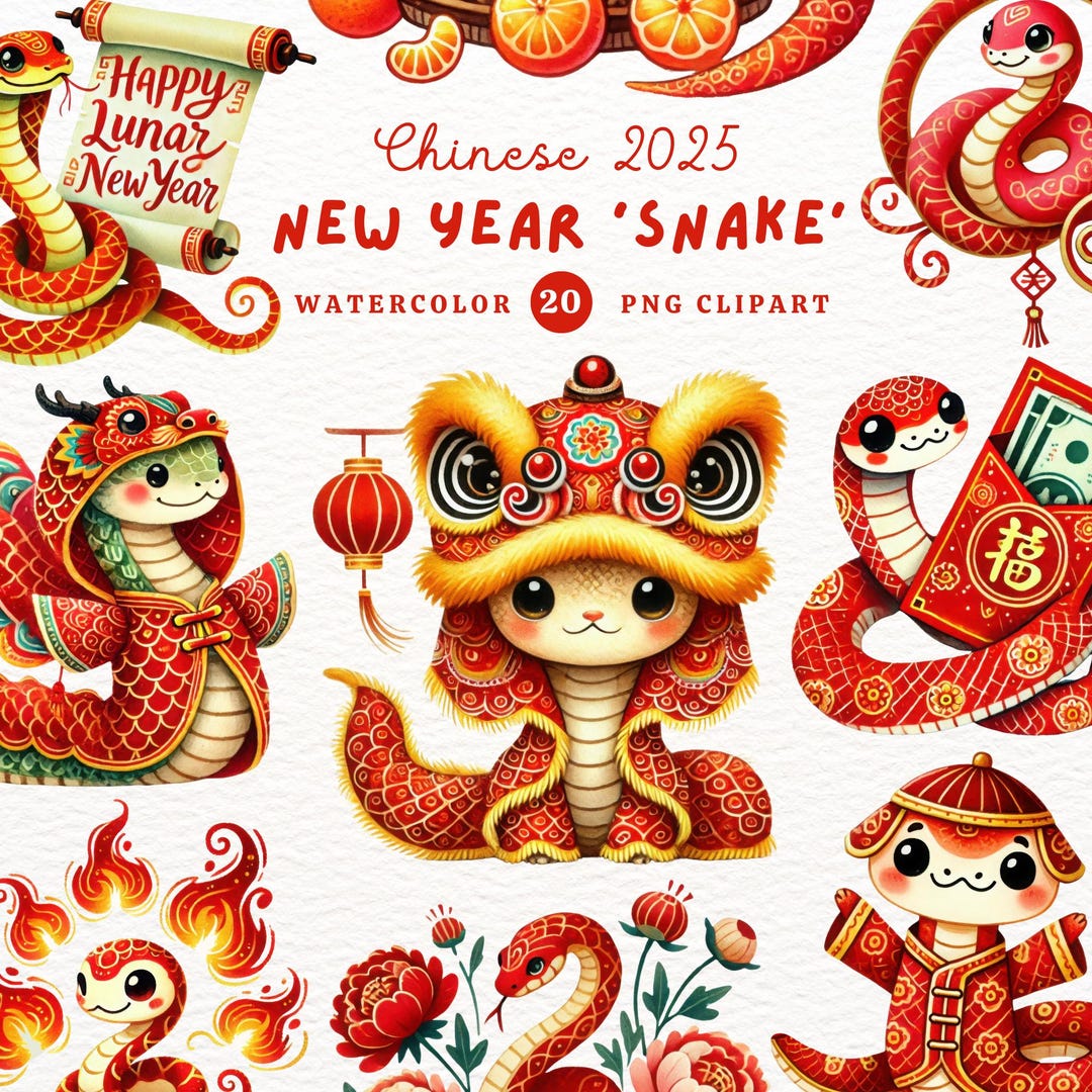 Chinese New Year Snake, Lunar New Year, HNY 2025, Snake Clipart ...