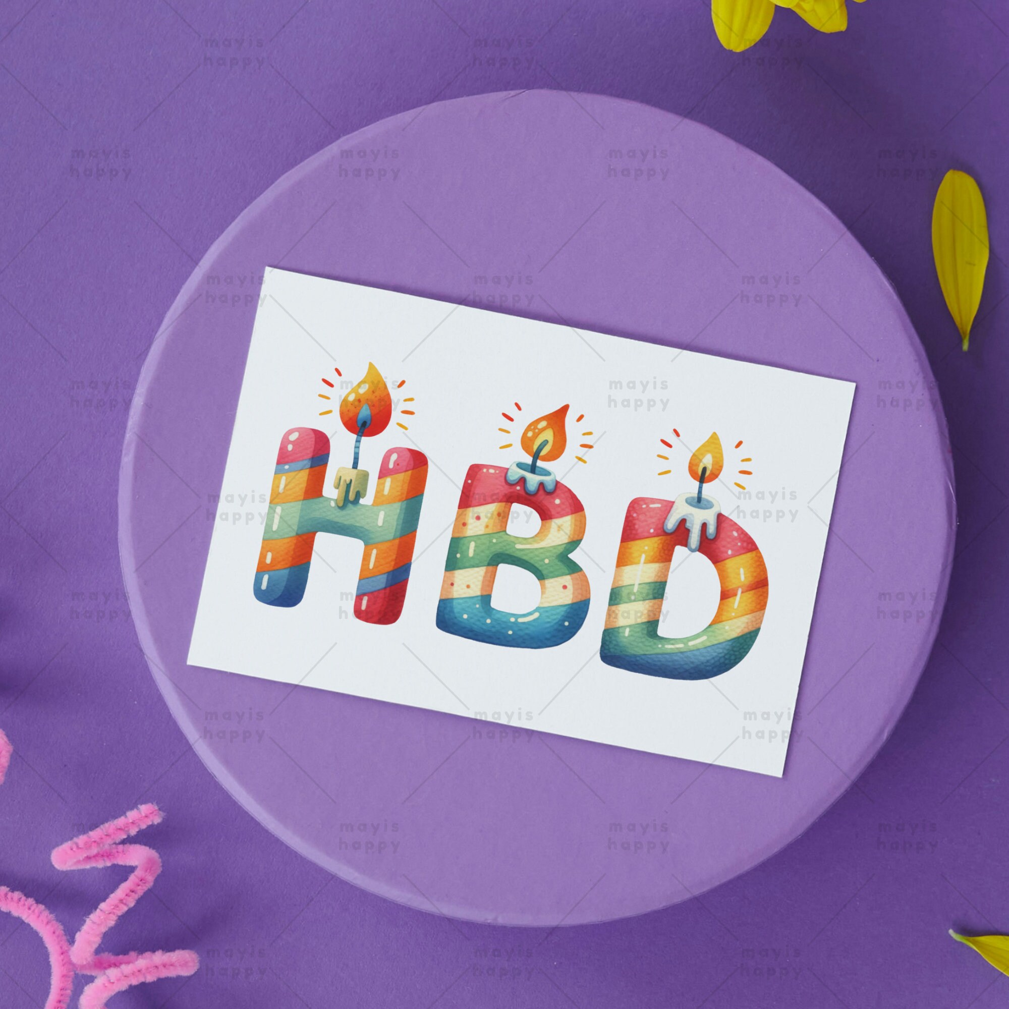 Watercolor Birthday Candle Alphabet Clipart: Transparent PNG (digital Download) - Etsy