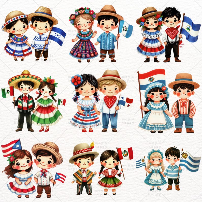 Watercolor Hispanic Heritage Clipart: 25 Pngs (digital Download) - Etsy