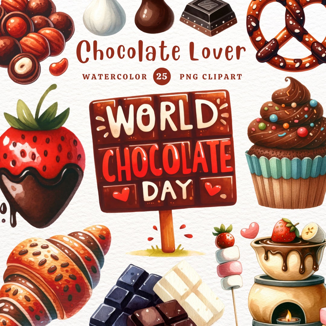 Watercolor Chocolate Clipart: 25 PNG Graphics (digital Download) - Etsy