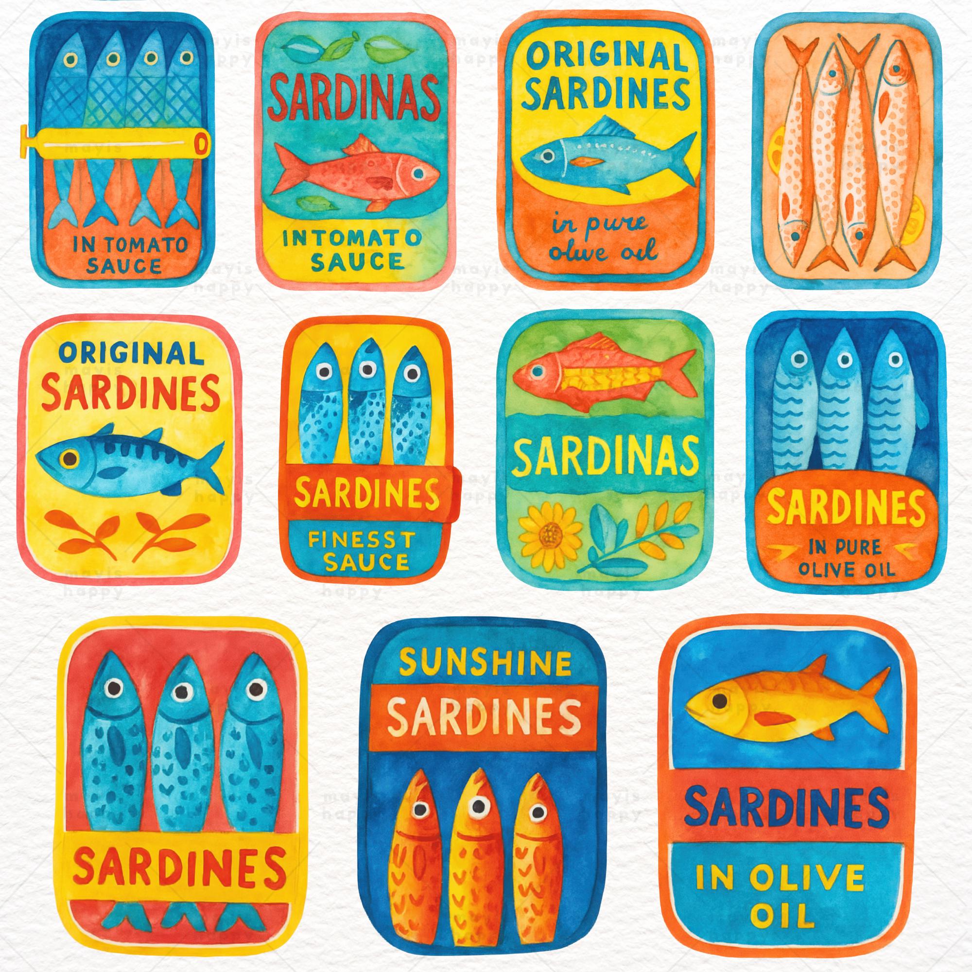 Sardine Tin Clipart, Cute Sardine Clipart, Sardine PNG, Gift for Friend ...