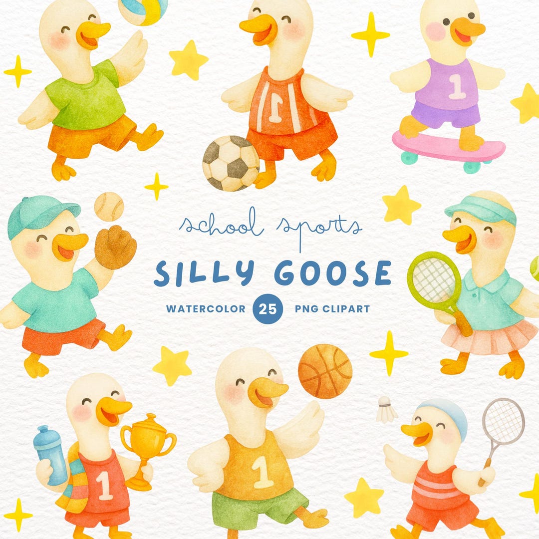 School Sports Silly Goose Clipart, Cute Silly Goose Clipart, Silly ...