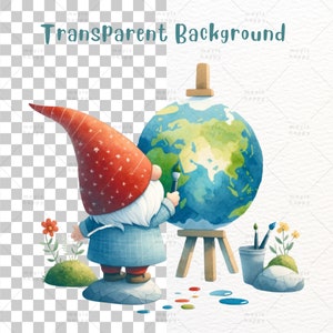 Gnome Love Earth, Gnome Clipart, Earth Clipart, Gnome PNG, Earth PNG ...