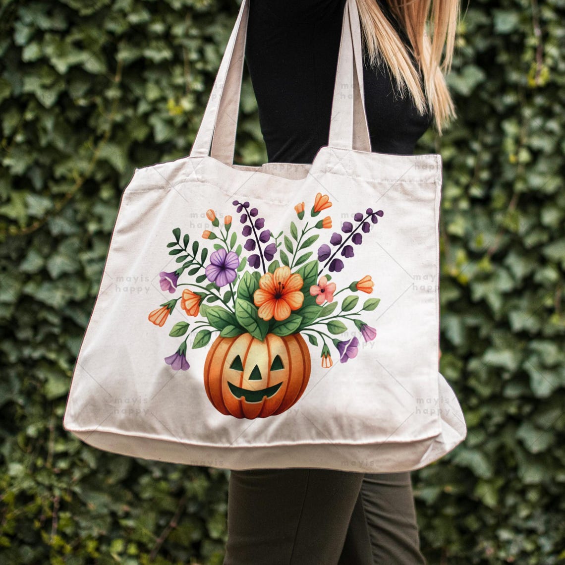 Halloween Flower Clipart: Watercolor Floral PNG Bundle (digital ...