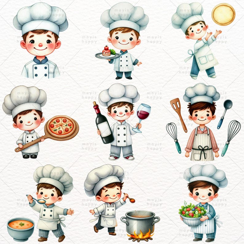 Cute Chef Clipart, Cooking Chef PNG, Cook PNG, Kitchen Clipart, DIY ...