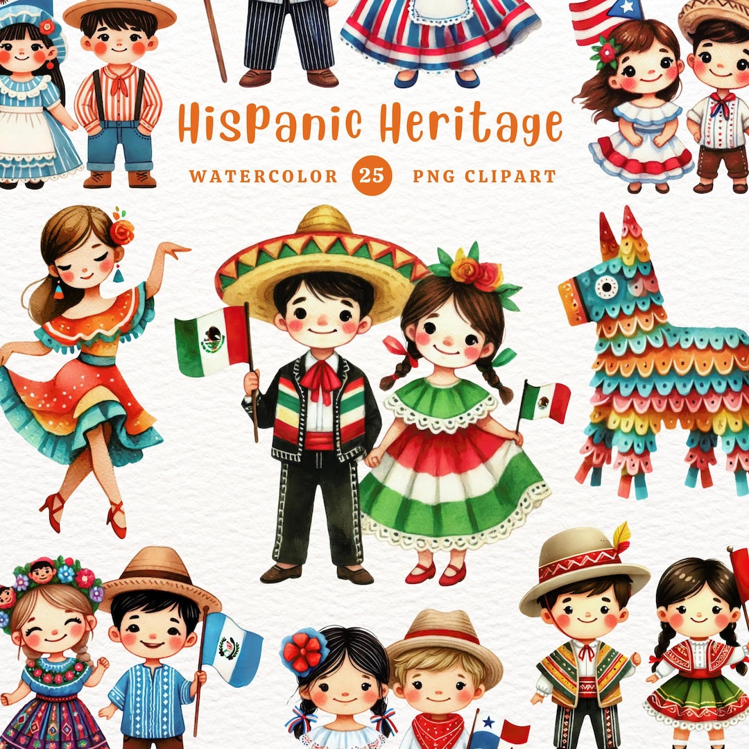 Watercolor Hispanic Heritage Clipart: 25 Pngs (digital Download) - Etsy