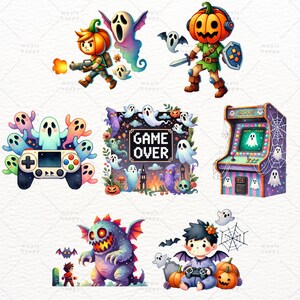 Spooky Video Game Watercolor Clipart: Halloween PNG (25 Files) - Etsy