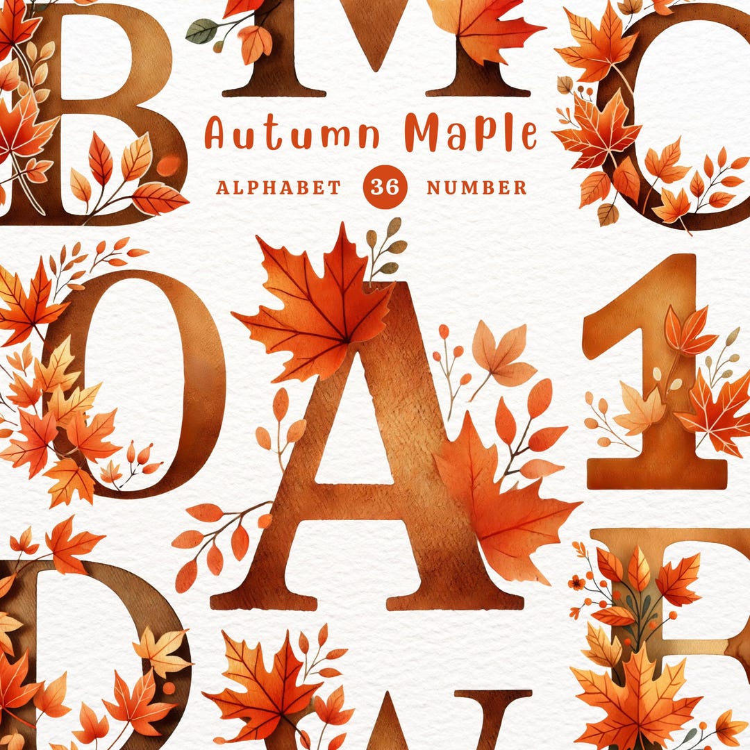 Autumn Maple Alphabet, Maple Alphabet, Maple Clipart, Autumn Theme ...