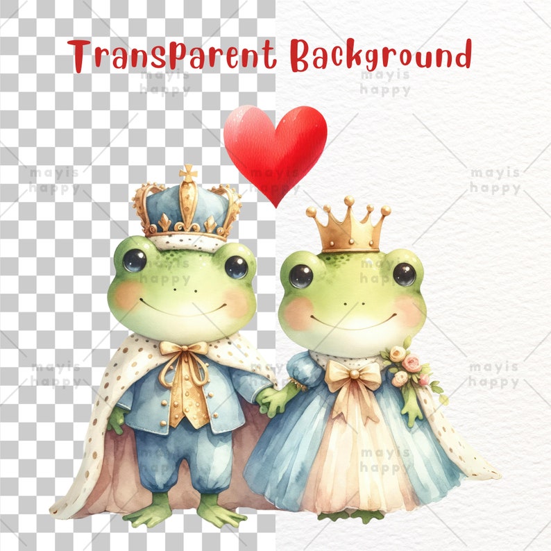 Love Frog, Cute Frog, Couple Frog Clipart, Frog Clipart, Valentine Gift ...