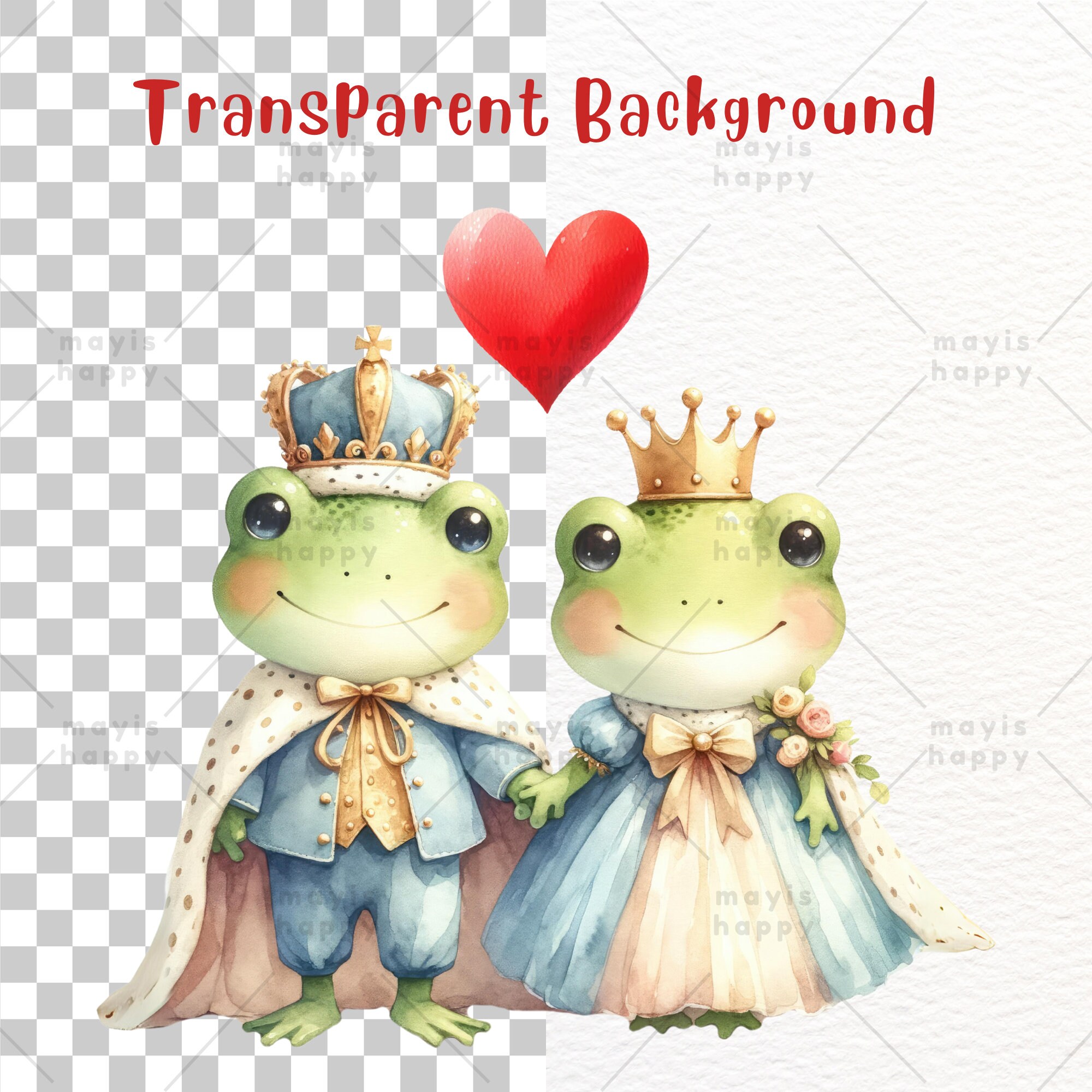 Love Frog, Cute Frog, Couple Frog Clipart, Frog Clipart, Valentine Gift ...