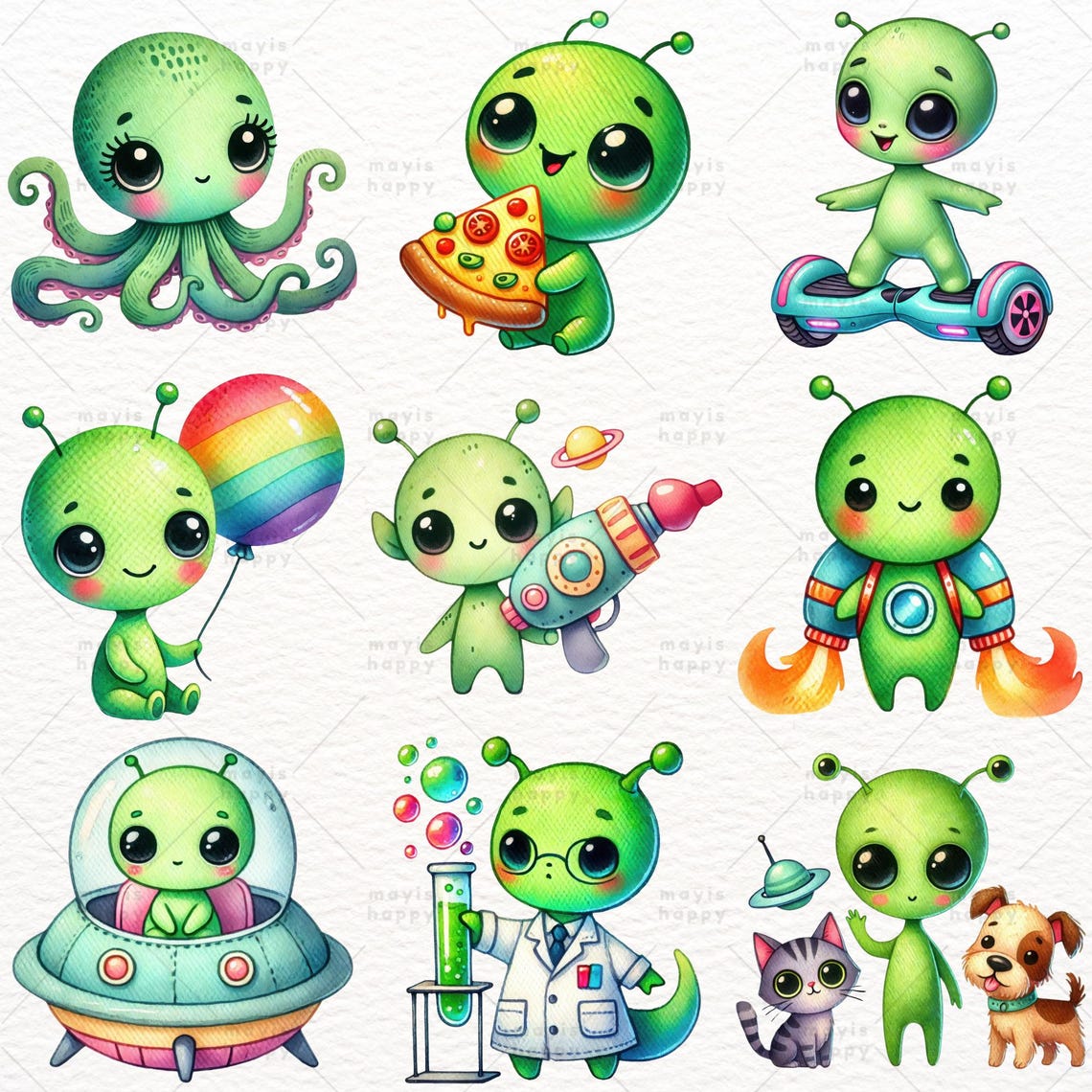 UFO Clipart, Alien PNG, Planet Theme, Galaxy, Outer Space, Clipart, DIY ...