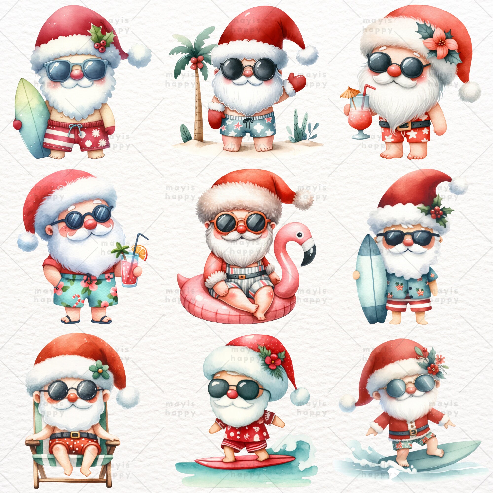 Summer Santa, Christmas in July, Santa Claus PNG, Santa Claus, Snow Man ...