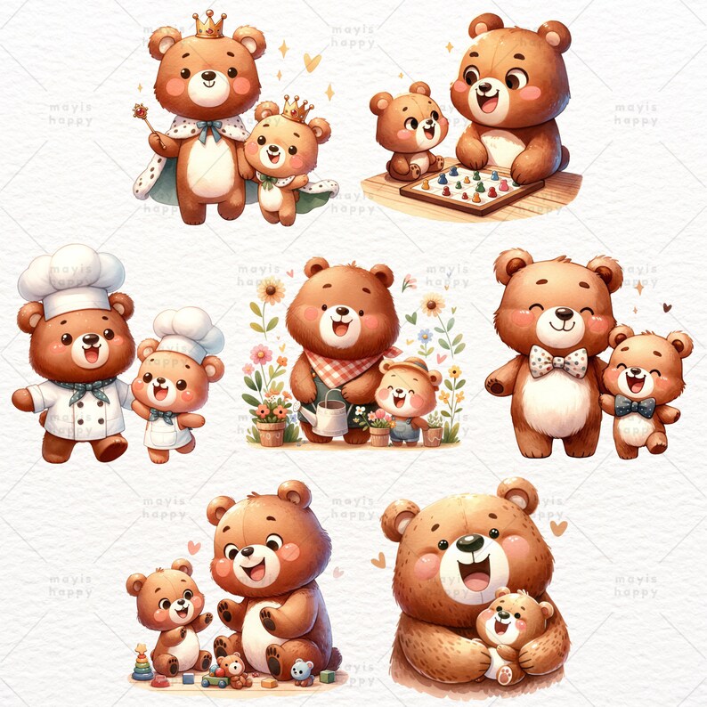 Daddy Bear & Baby Bear, Daddy Bear, Baby Bear, Dad PNG, Daddy PNG, Gift ...