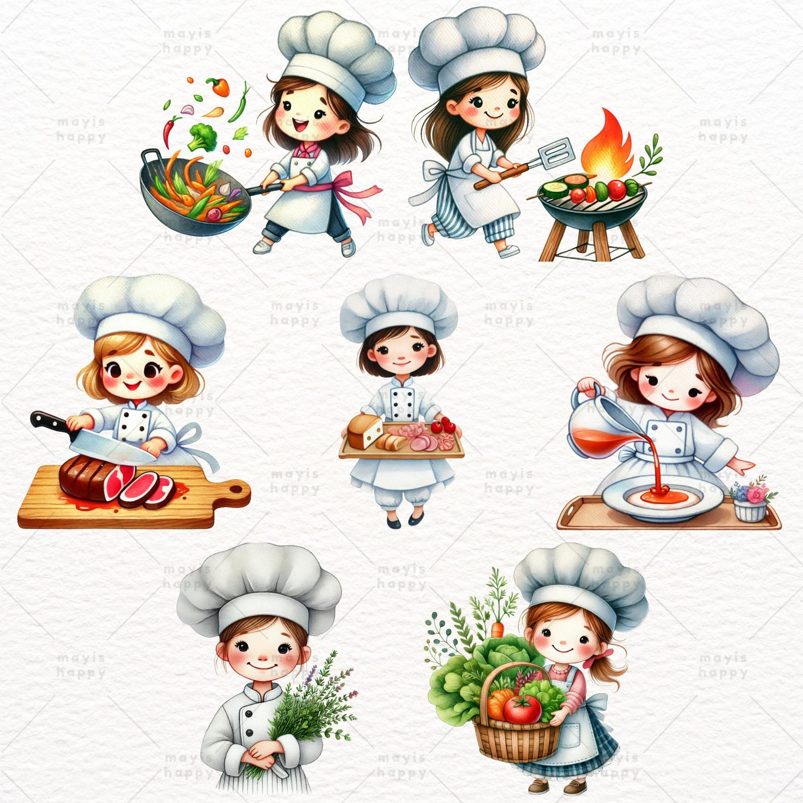 Cute Chef Clipart, Cooking Chef PNG, Cook PNG, Kitchen Clipart, DIY ...