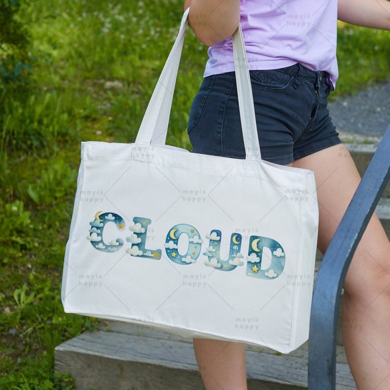 Blue Sky Alphabet, Blue Alphabet, Cloud Alphabet, Cloud Clipart ...