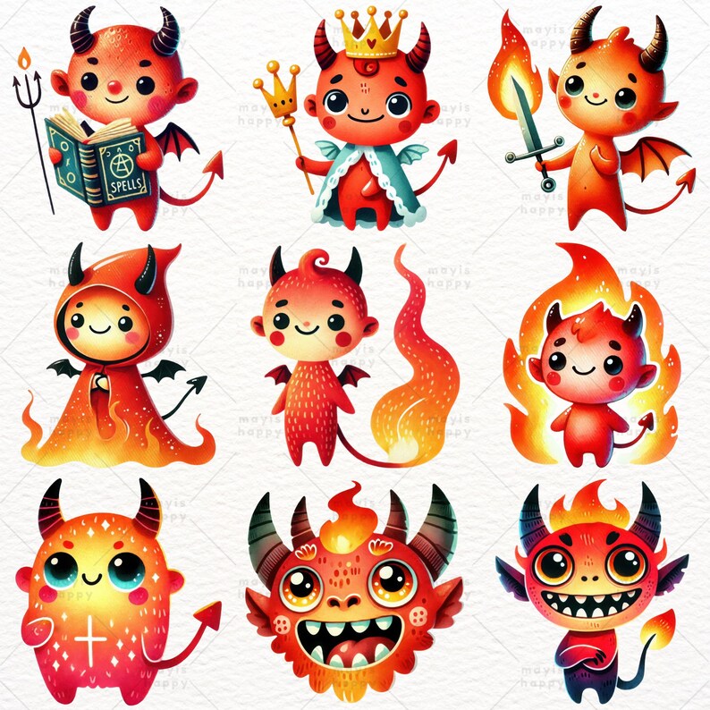 Cute Devil Clipart, Devil PNG, Spooky Devil, Halloween Clipart, DIY ...